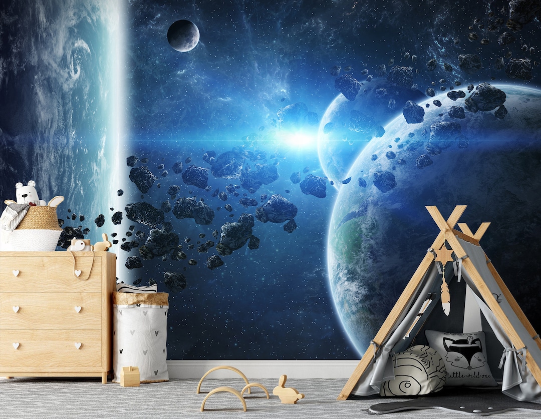 Space Planets Fantasy Wallpaper Asteroids Wall Mural Space Room Wall ...