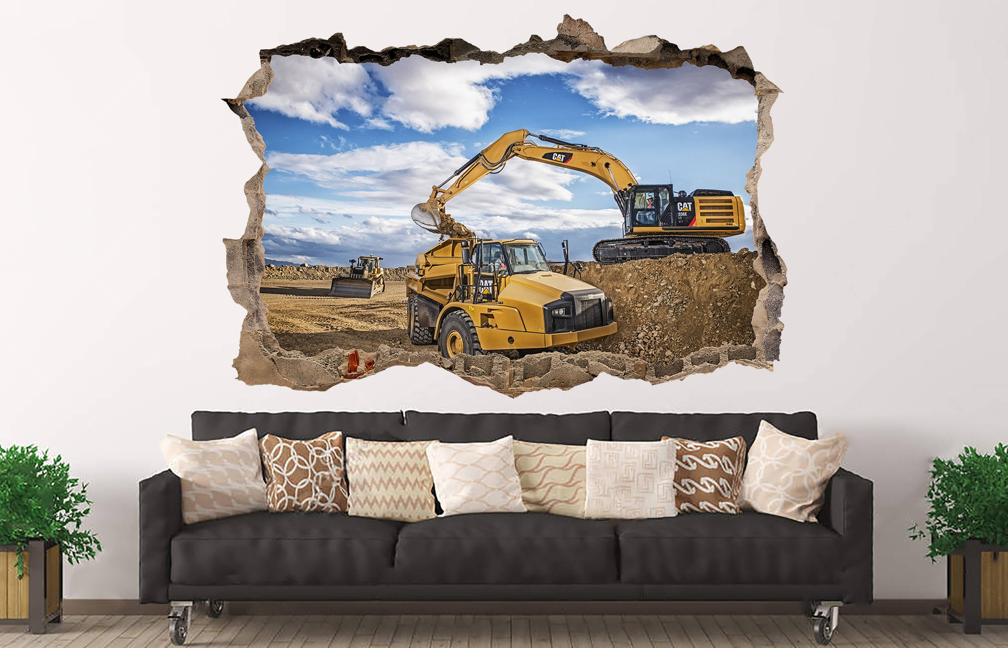 Construction Wall Stickers Excavator Vinyl Decal Large Wall - Etsy
