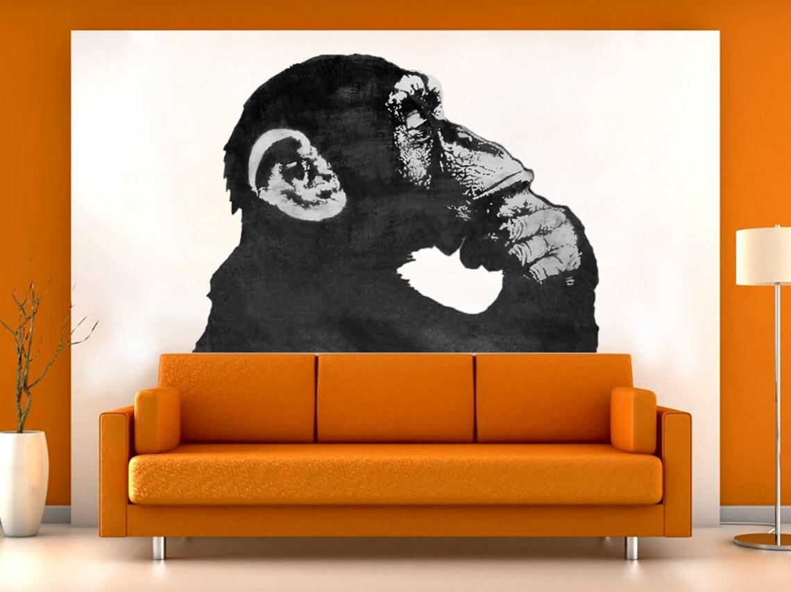 Thinking Monkey Wall Sticker Street Art Wall Decal Graffiti - Etsy