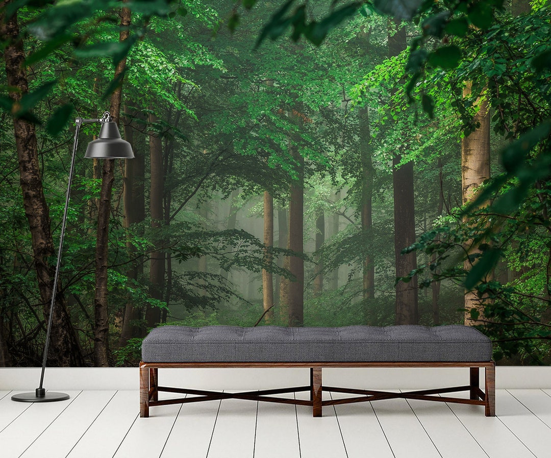 Vinyl Wallpaper Forest Wallpaper Wall Mural Large Wall Decor Peel and ...