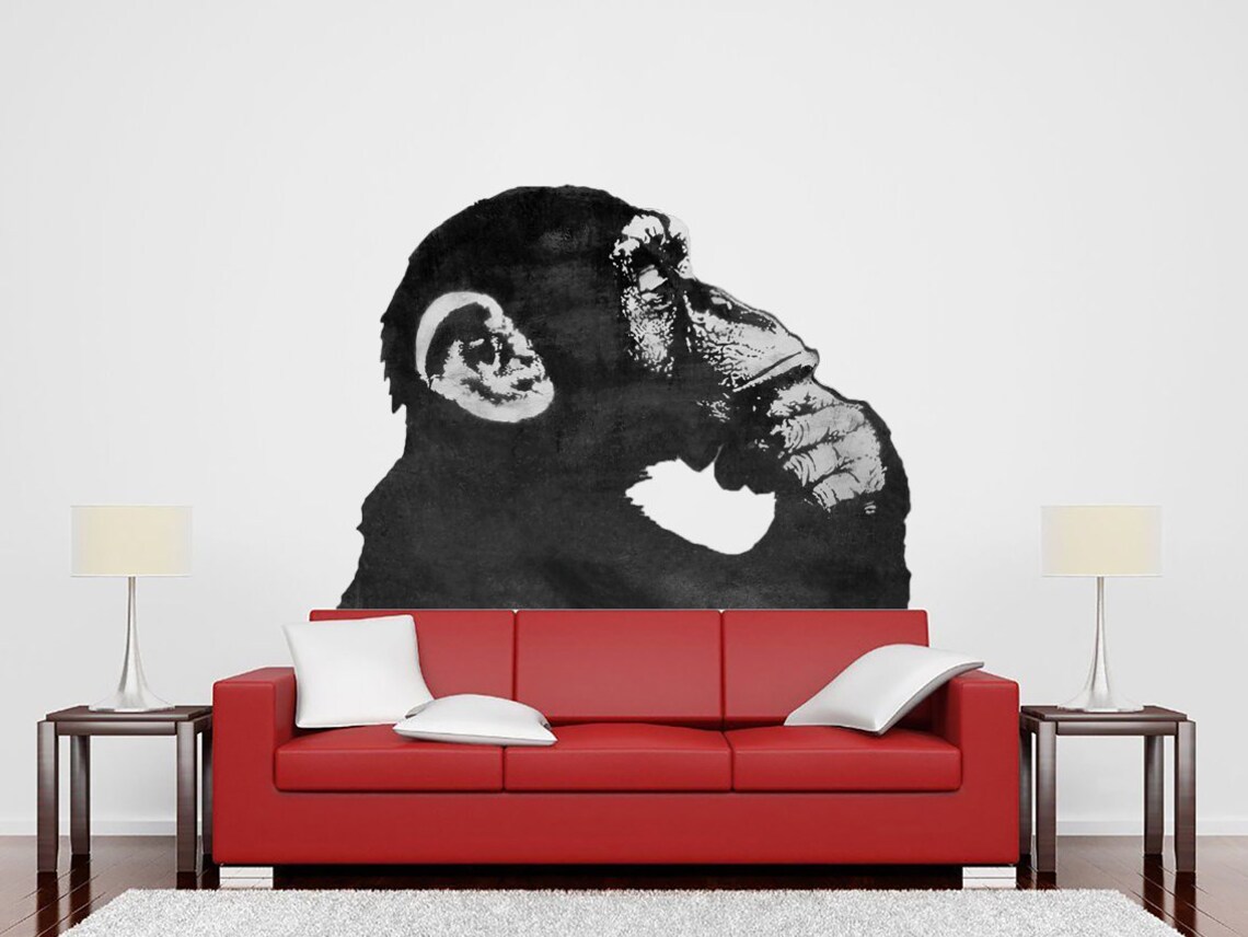 Thinking Monkey Wall Sticker Street Art Wall Decal Graffiti - Etsy