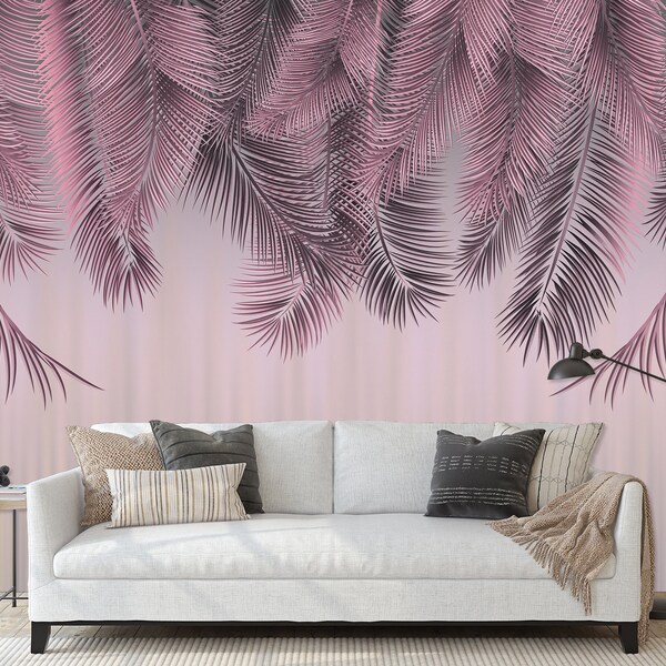 Palm Leaf Wall Mural - Etsy