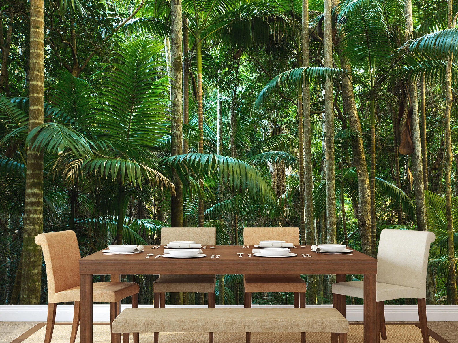 Rainforest Trees Wall Mural Peel and Stick Tropical Forest Wallpaper ...