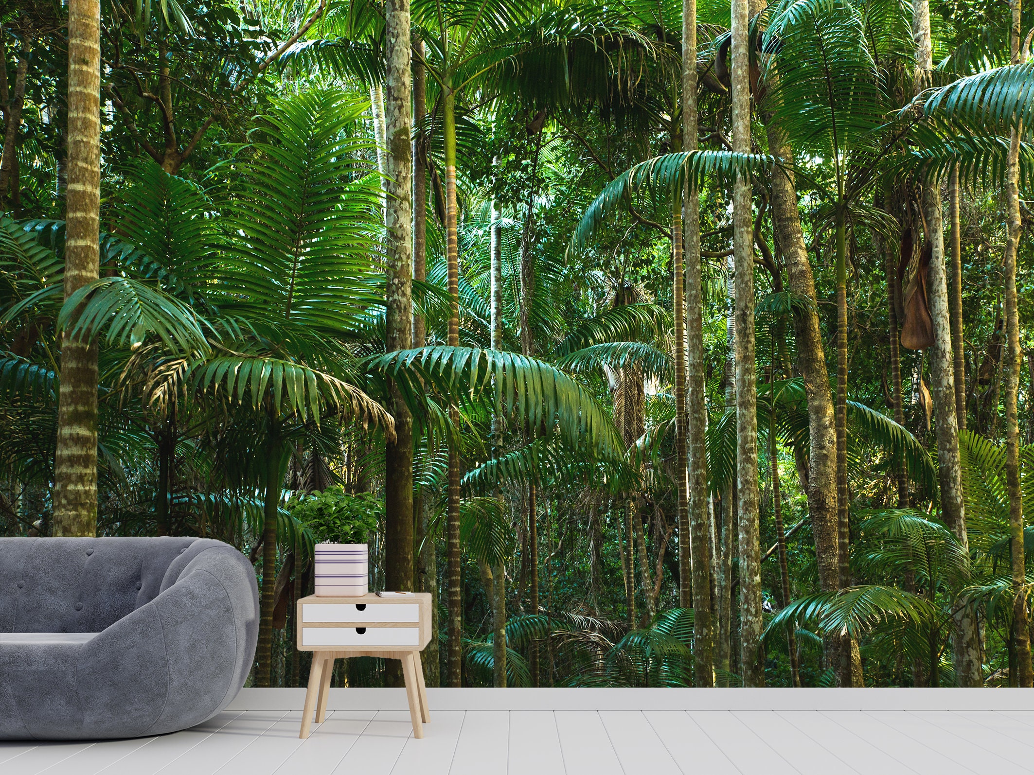 Rainforest Trees Wall Mural Peel and Stick Tropical Forest Wallpaper ...