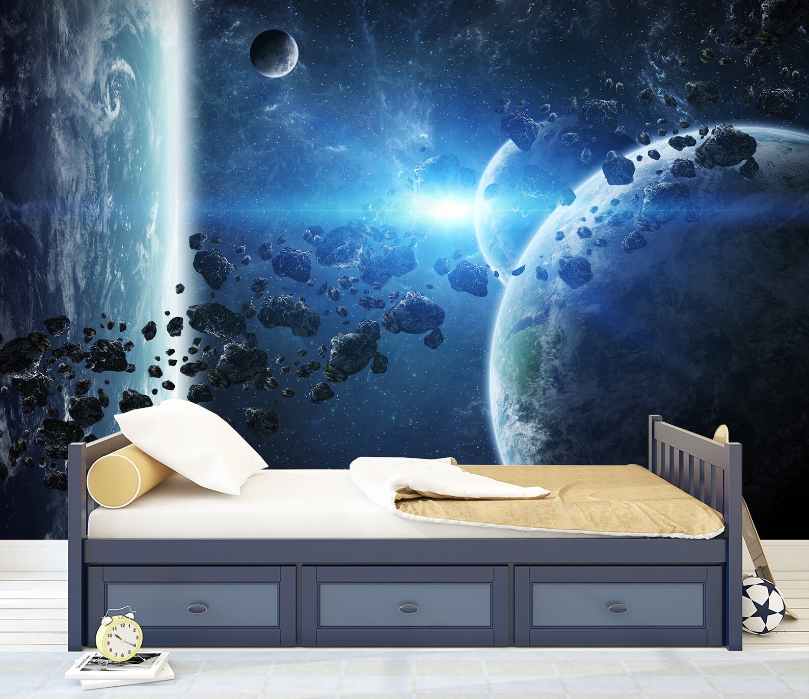 Space Planets Fantasy Wallpaper Asteroids Wall Mural Space - Etsy