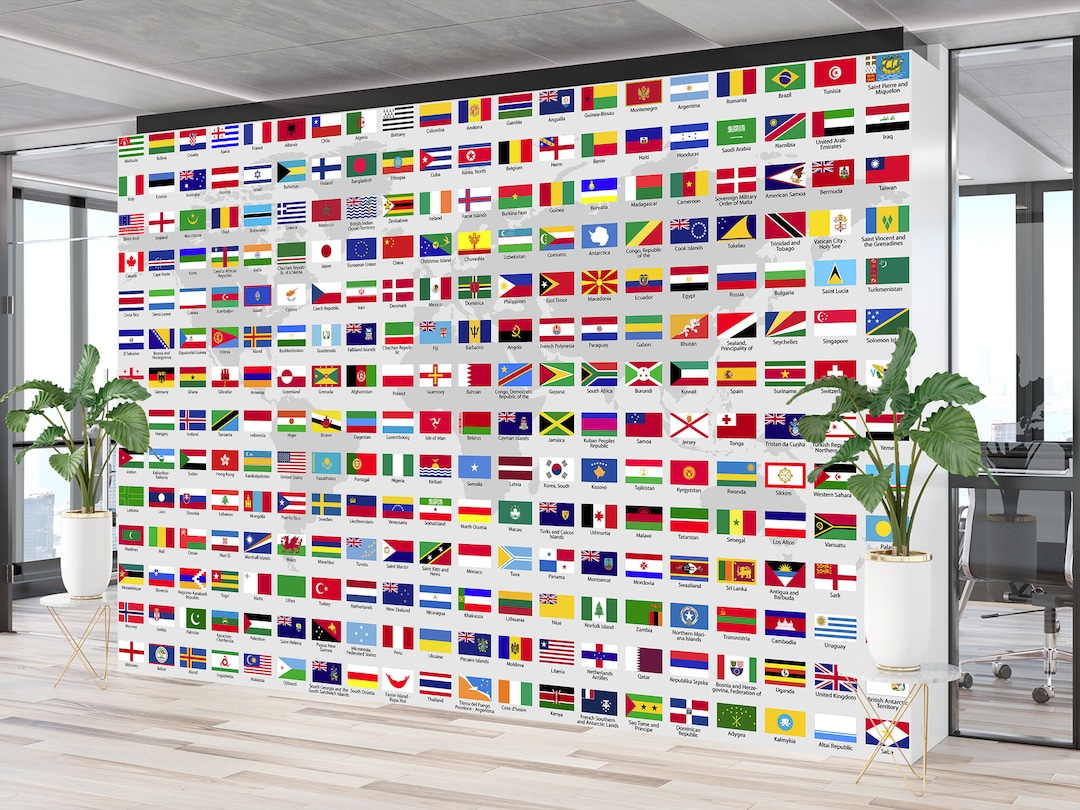 Wall Mural - Flags of the Countries of the World - Peel and Stick / Unpasted Wallpaper Travel ...