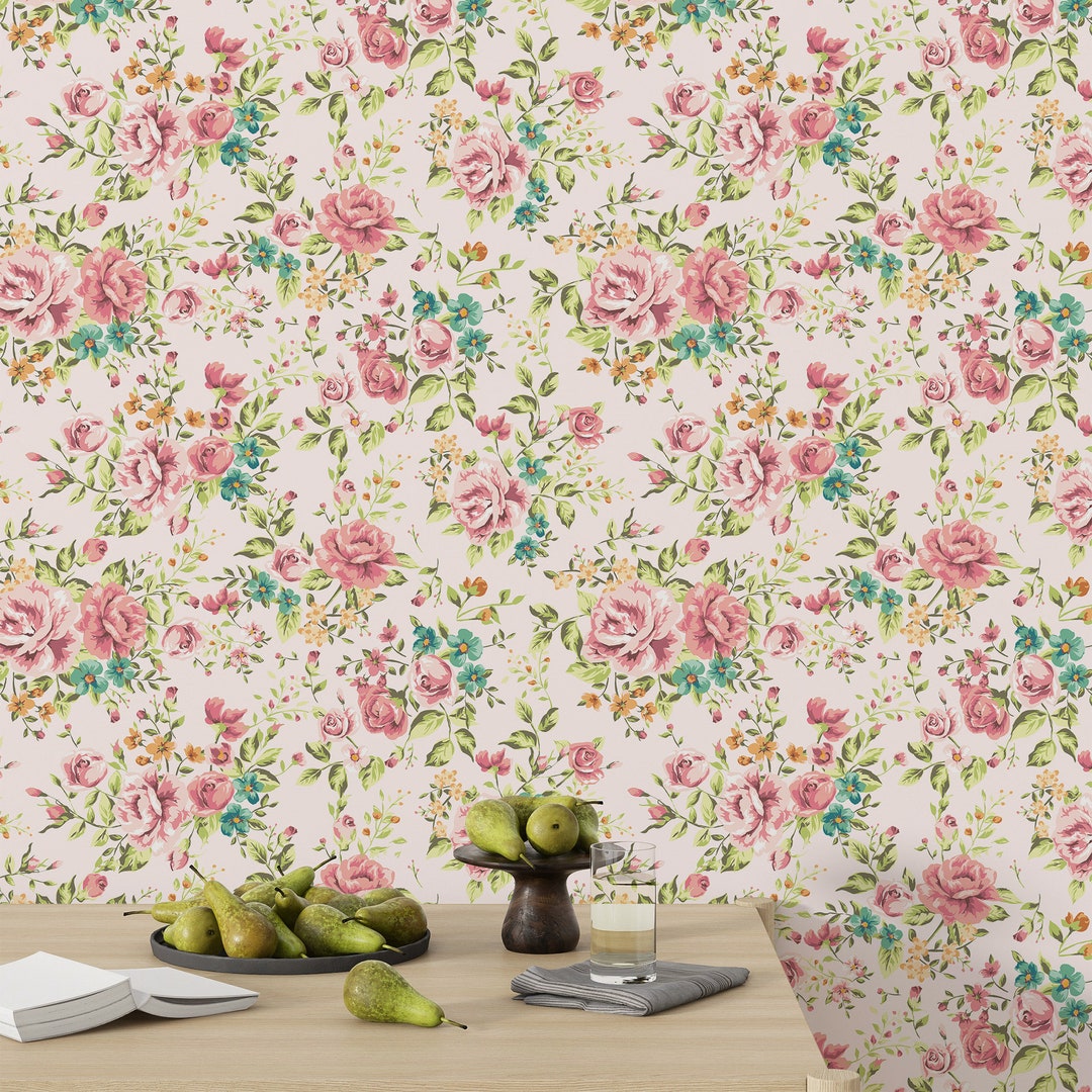Classic Vintage Flower Pattern Wallpaper Floral Botanical - Etsy