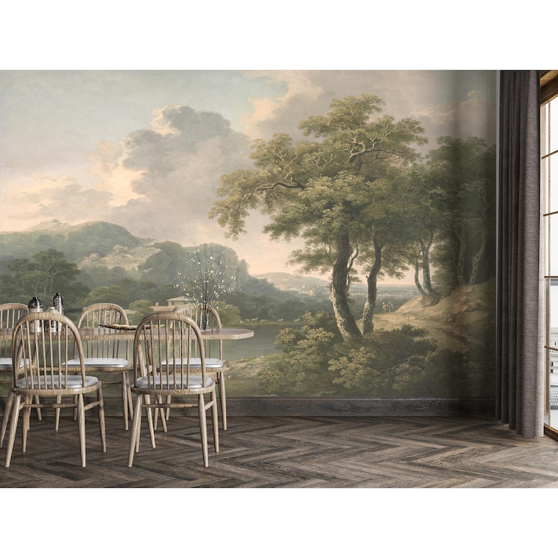 Countryside Wallpaper Tree Scenic Wall Mural Wallpaper Peel and Stick ...