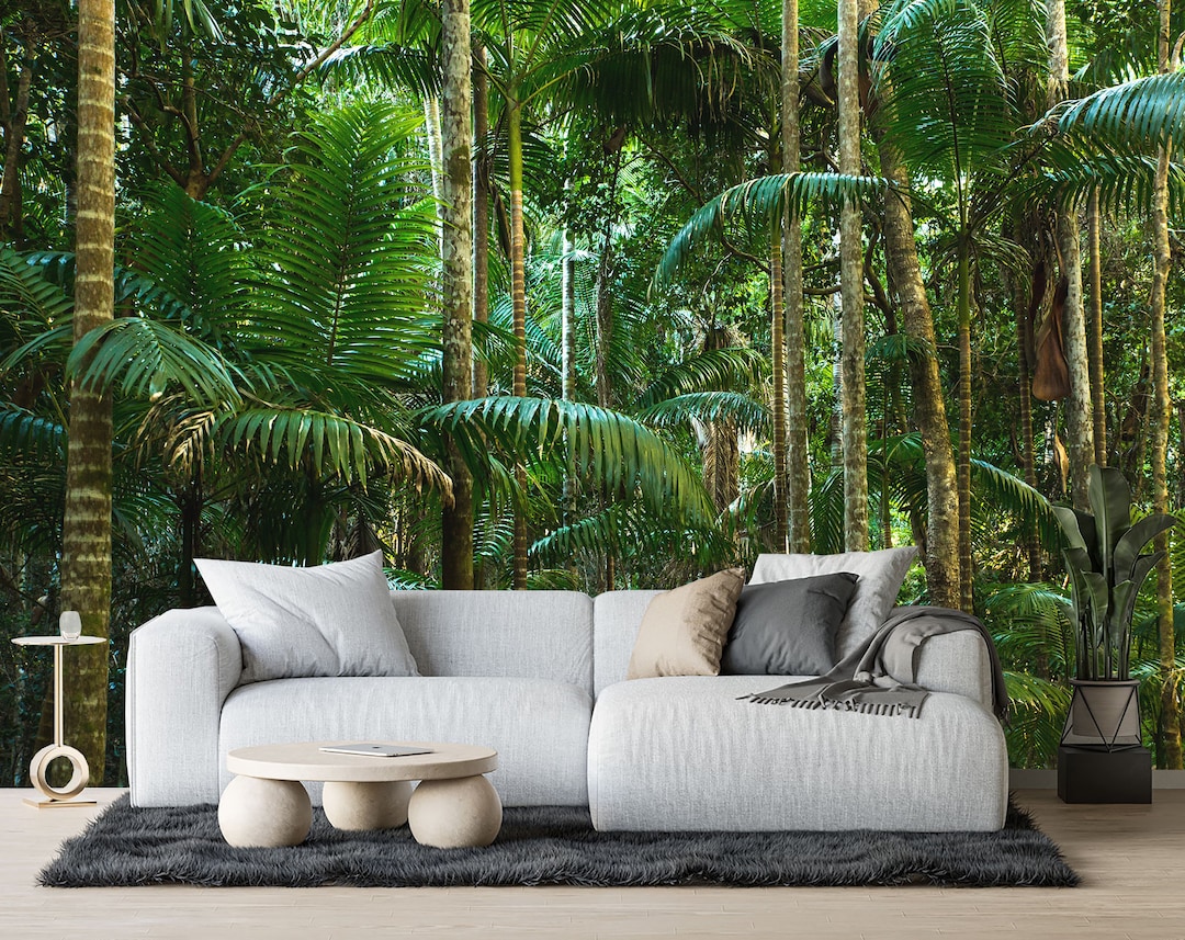 Rainforest Trees Wall Mural Peel and Stick Tropical Forest Wallpaper ...