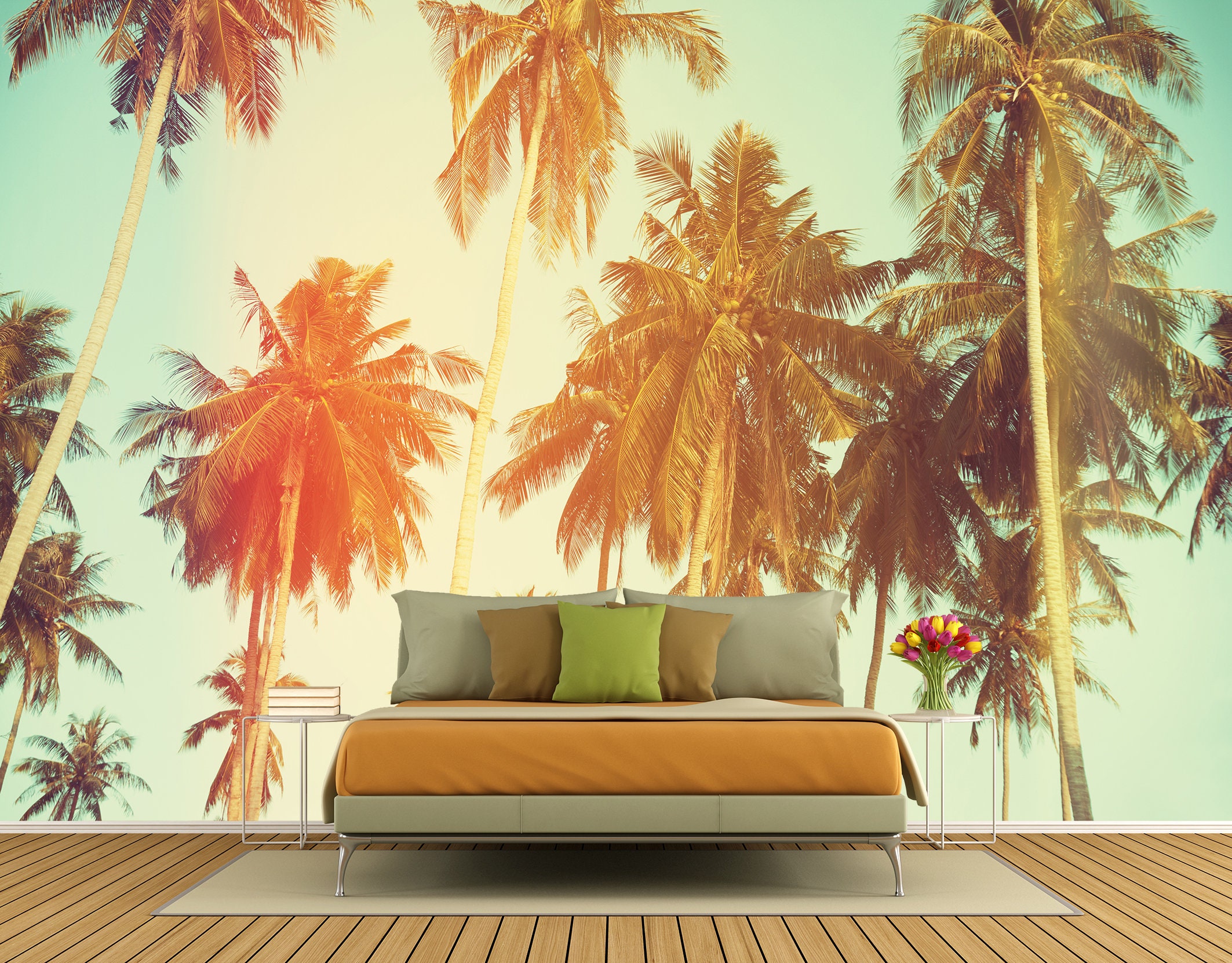 Palm Trees Wallpaper Large Wall Mural Peel&Stick Vinyl | Etsy