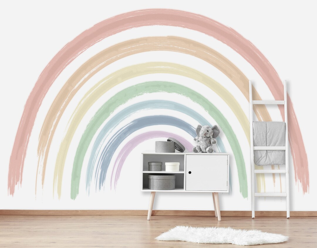 Nursery Wall Mural Rainbow Wallpaper Boho Rainbow Wallpaper - Etsy UK