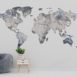 World Map Wall Sticker Abstract Map Wall Decal Wall World Map Home ...