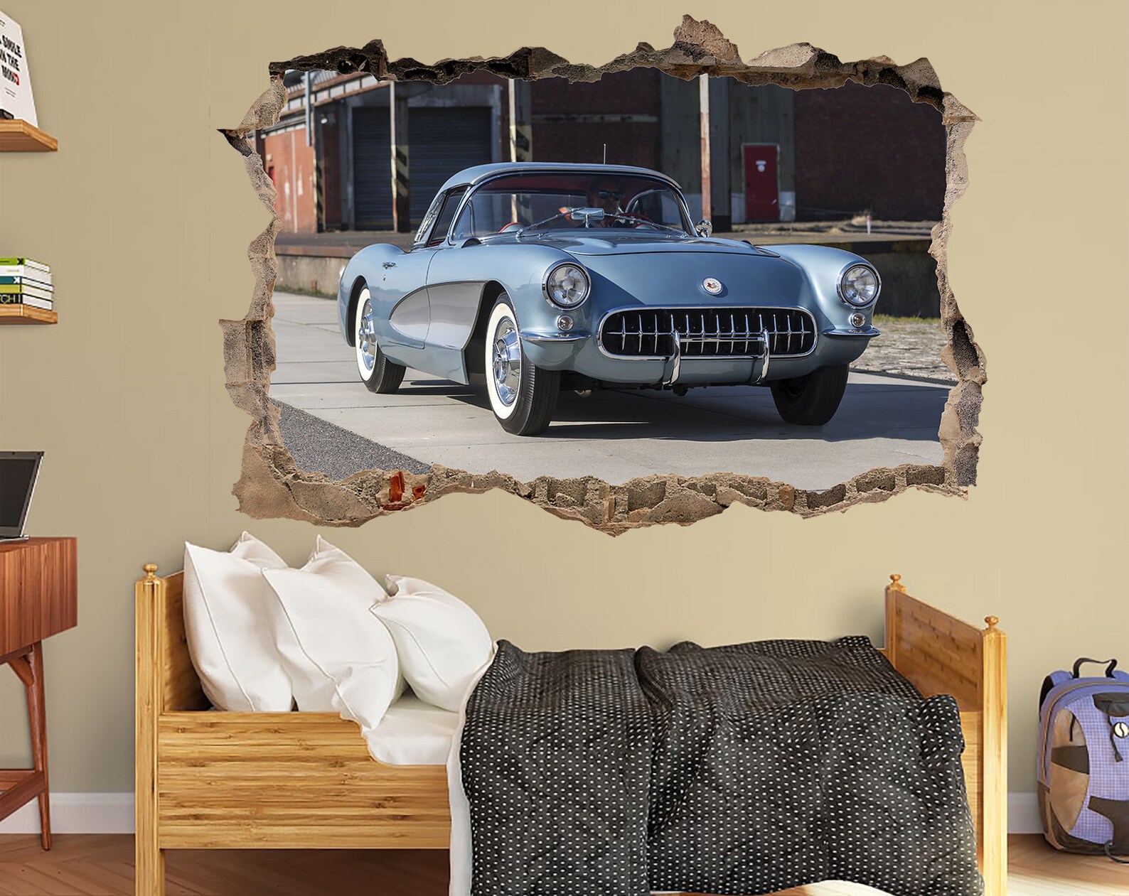 Chevrolet Corvette 1956 - Large Vinyl Wall Sticker Old Car Wall Decal ...