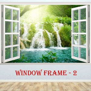 3D Window View on Waterfall Lake Wall Decal Window Wall Decor Vinyl ...