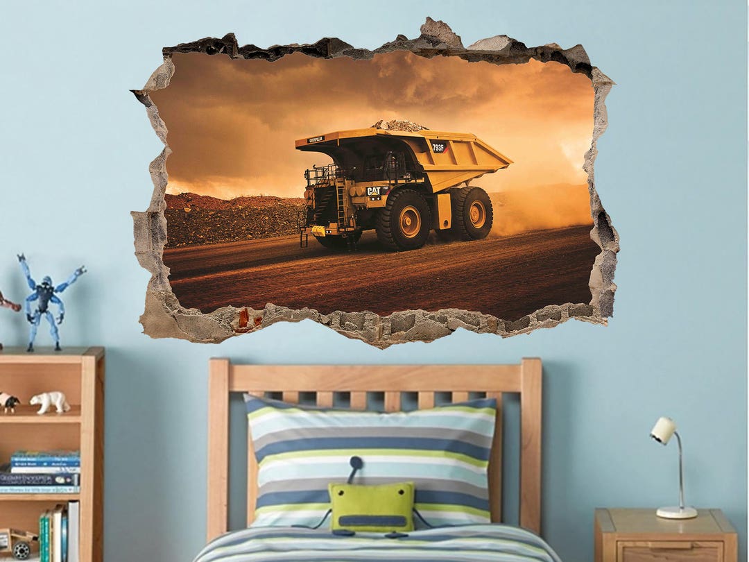 Dump Truck Sticker 3D Wall Decal Construction Machinery Wall Art Truck ...