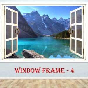 3D Window Mountains Wall Decor Vinyl Sticker Nature 3D Window View Wall ...