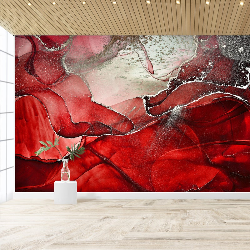 Red Wallpaper - Etsy