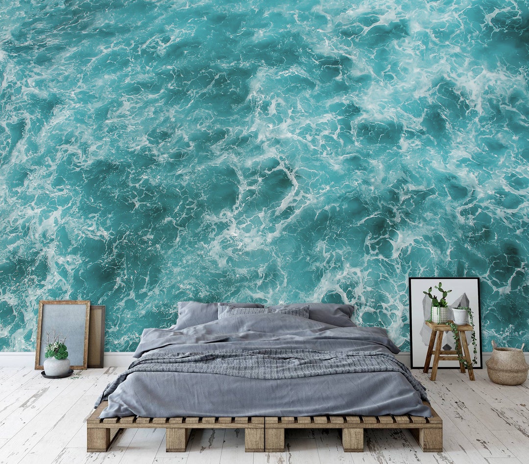 Ocean Sea Aerial Wall Mural Wallpaper Peel and Stick Sea Wave Wallpaper ...