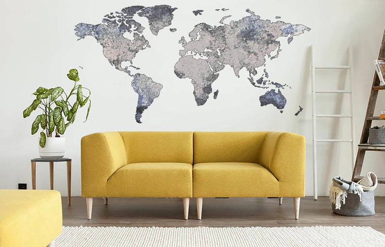 World Map Wall Sticker Abstract Map Wall Decal Wall World Map Home ...