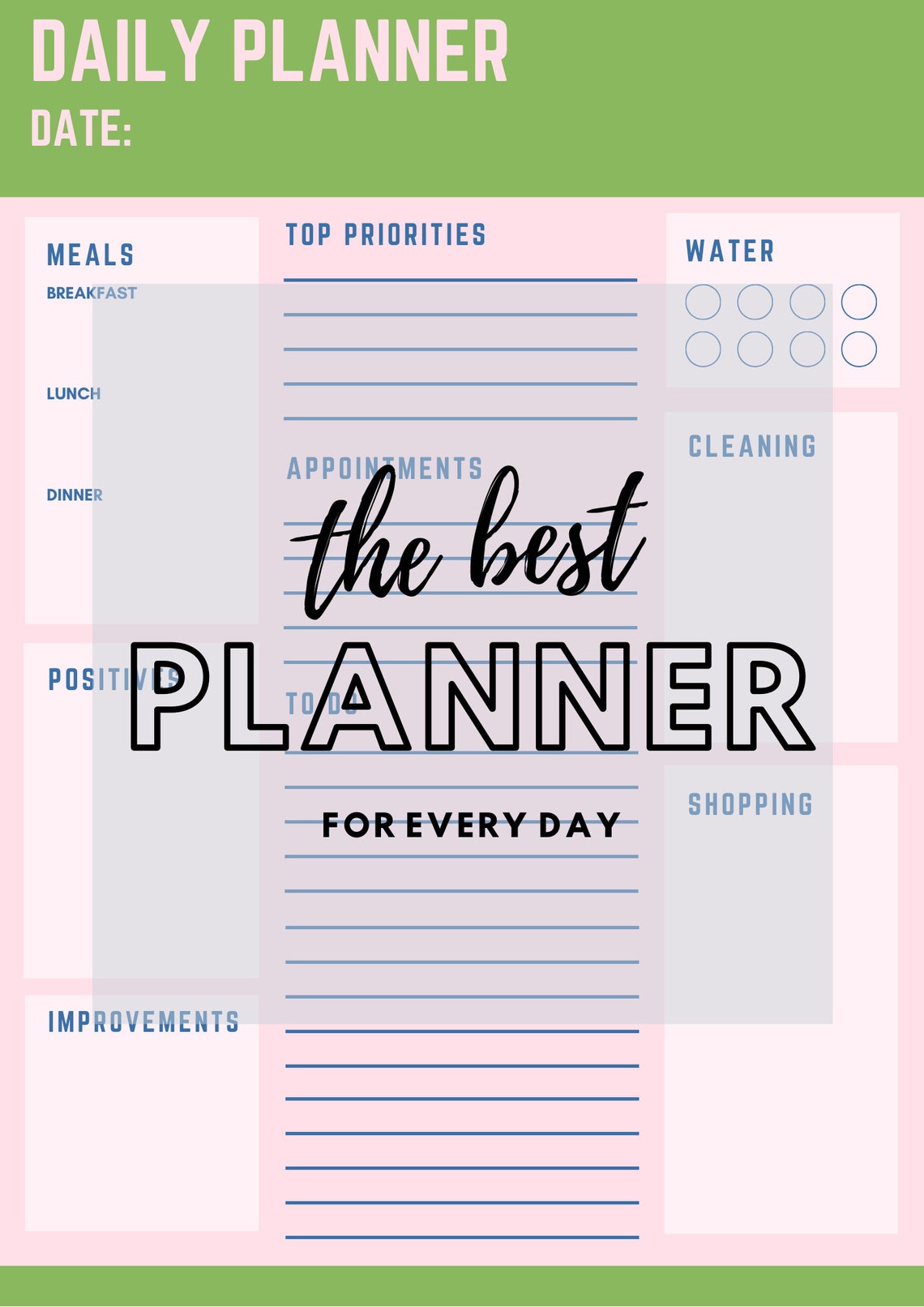 2020 Daily Planner - Water Tracker, to Do List, Appointment Planner ...