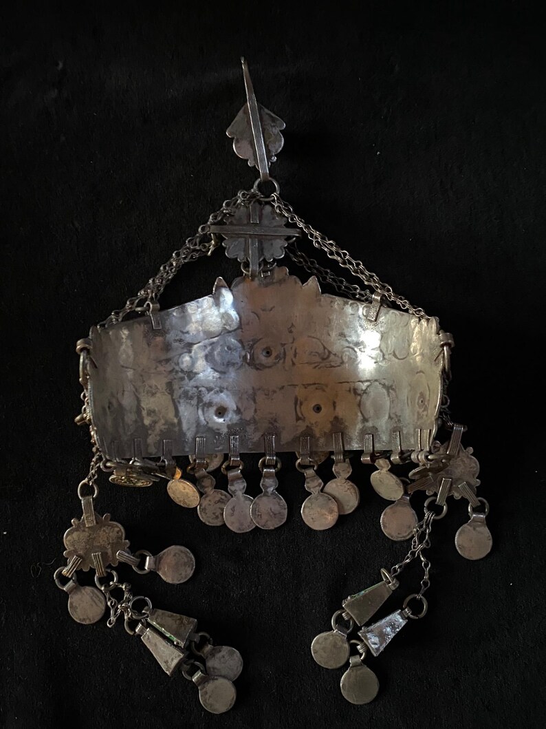 Important and Rare Silver Berber Headdress, Head Adornment, Taounza ...