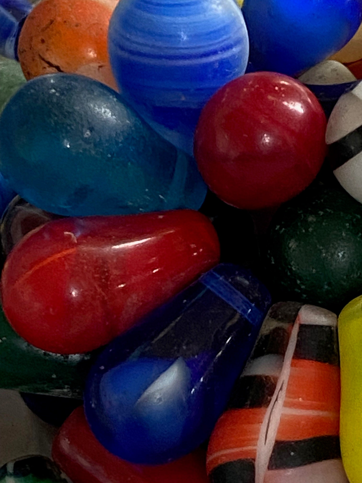 Large African Multicolored Trade Beads, Mali Wedding Beads, Old Glass ...