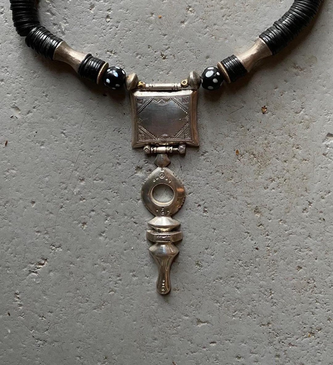 A Tuareg Collier, Heavy Big Silver Tuareg Cross of Zinder nigerwith ...