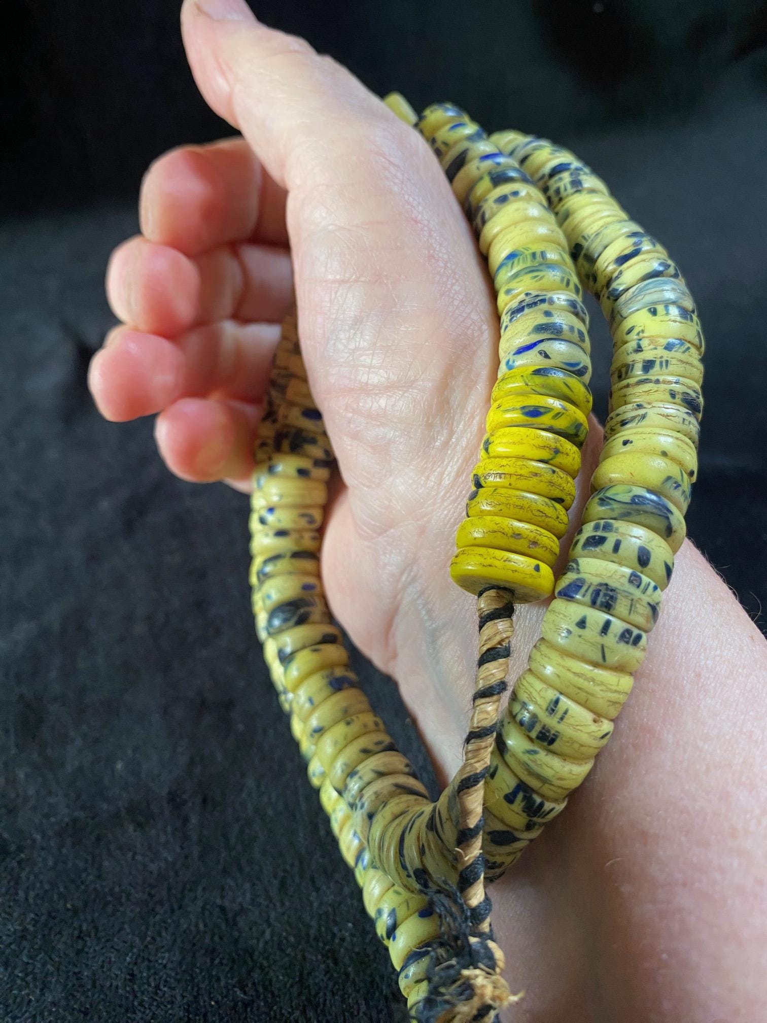 Yellow Bohemian Kakamba Beads , African Trade Beads, 12- 13mm, Strand ...