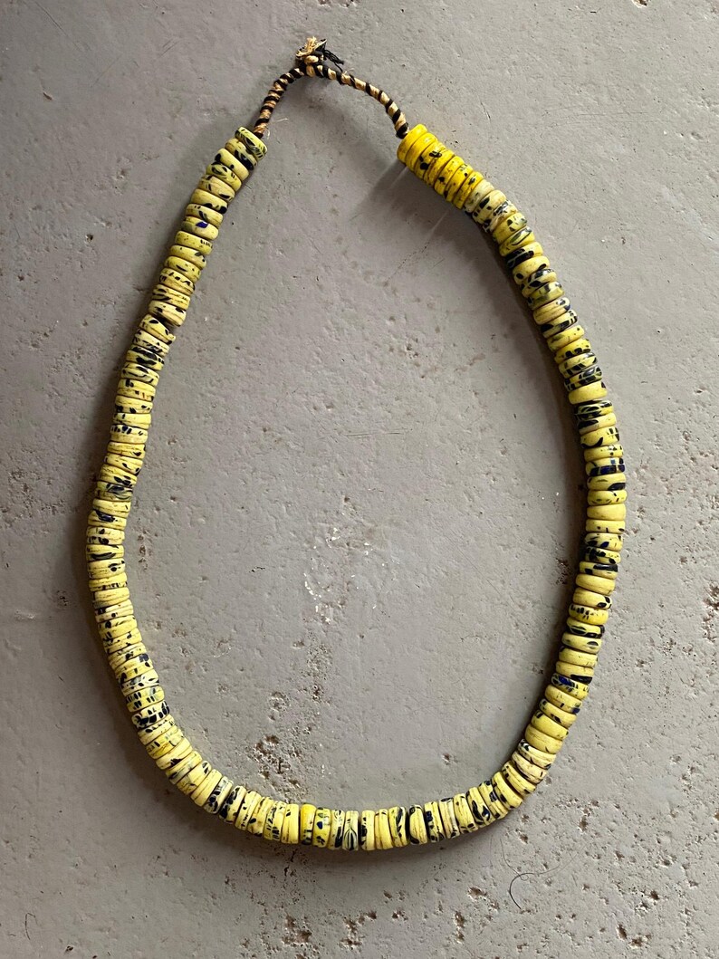 Yellow Bohemian Kakamba Beads , African Trade Beads, 12- 13mm, Strand ...