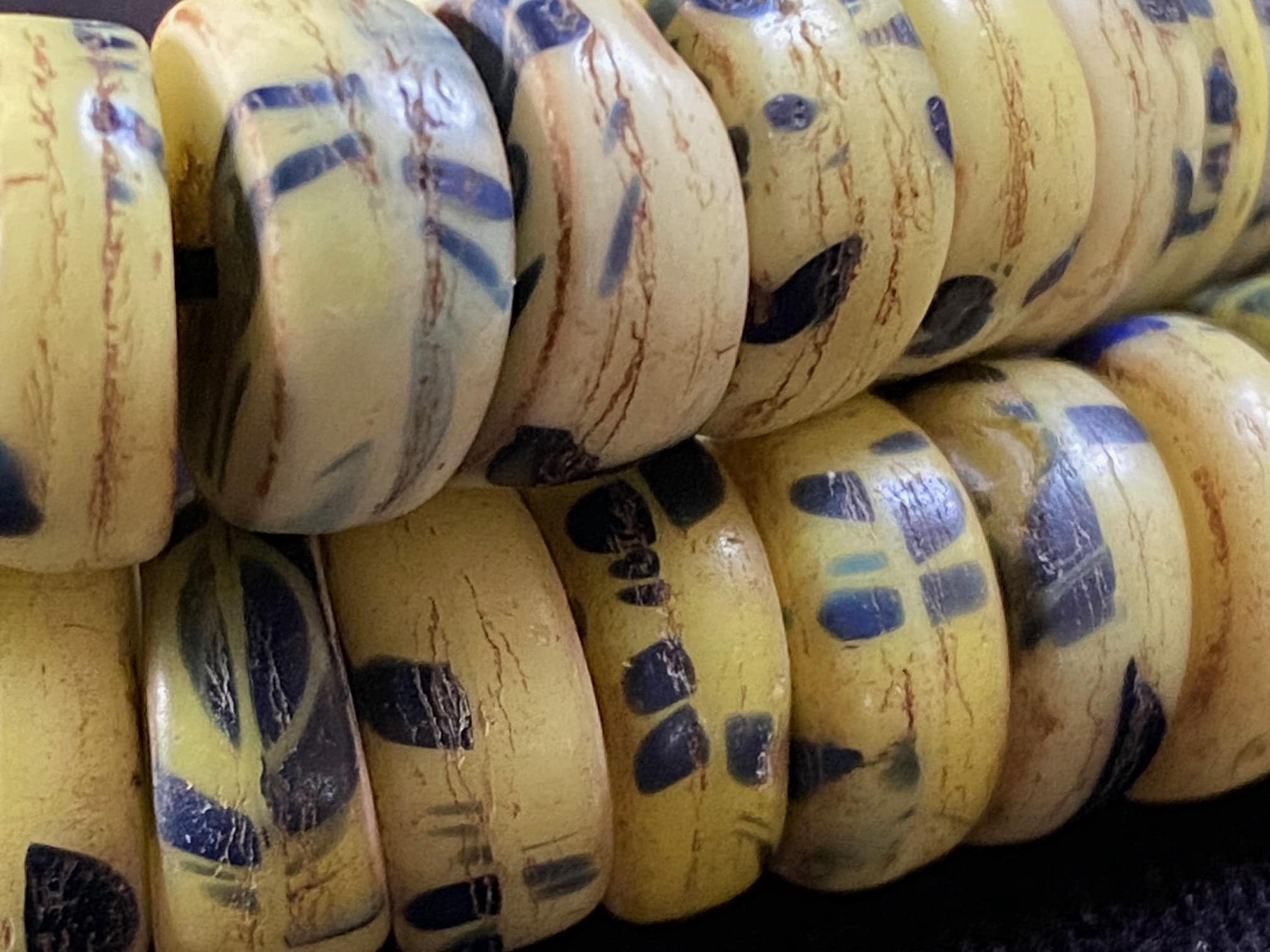 Yellow Bohemian Kakamba Beads , African Trade Beads, 12- 13mm, Strand ...
