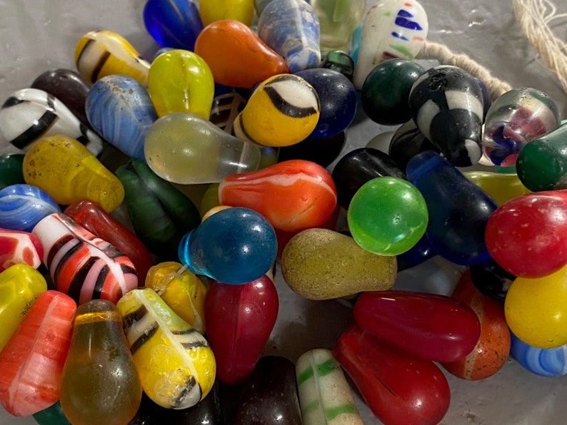 Large African Multicolored Trade Beads, Mali Wedding Beads, Old Glass ...