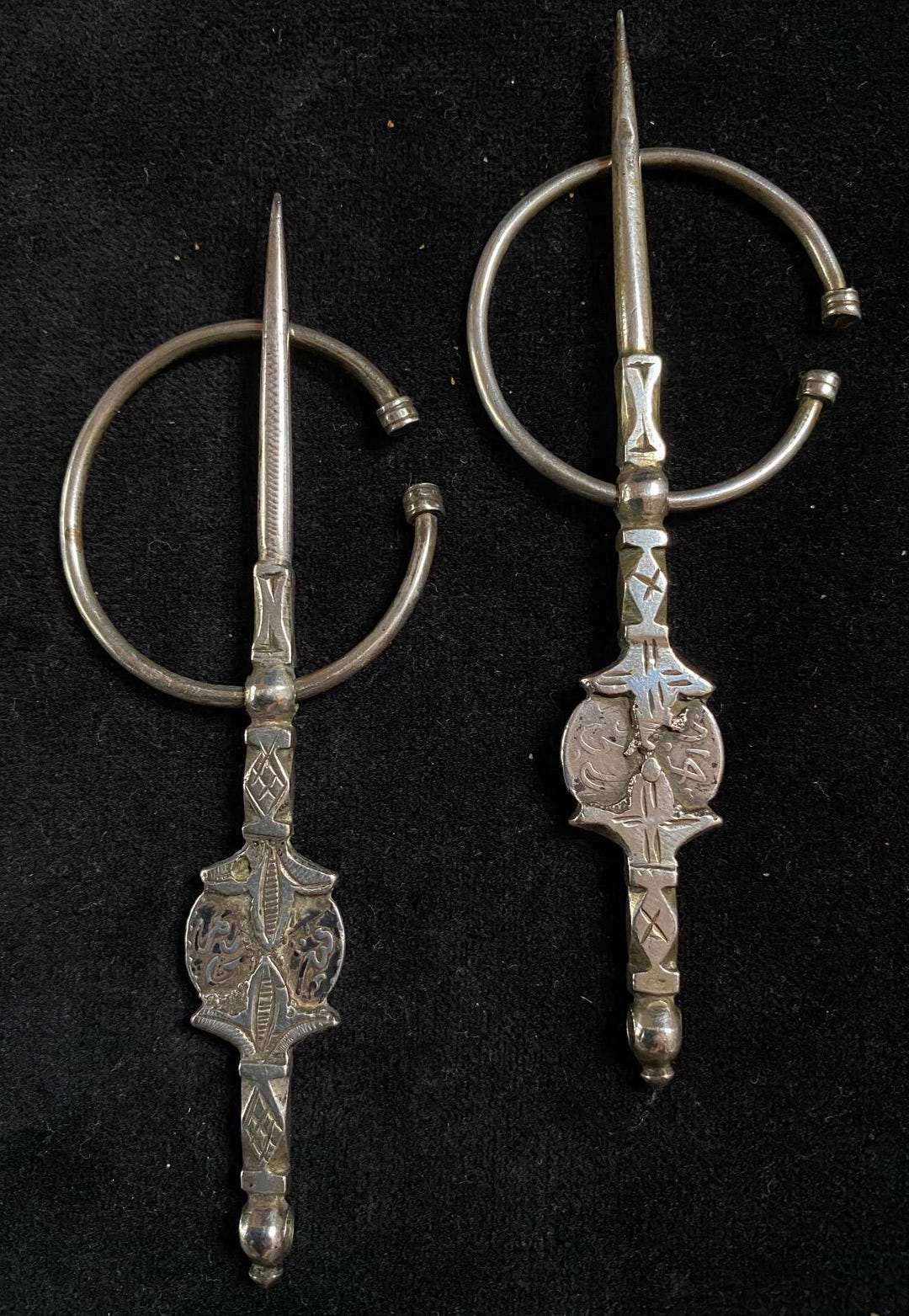 Beautiful Old Silver Berber Fibulas, Early 1900s, With Small Silver ...