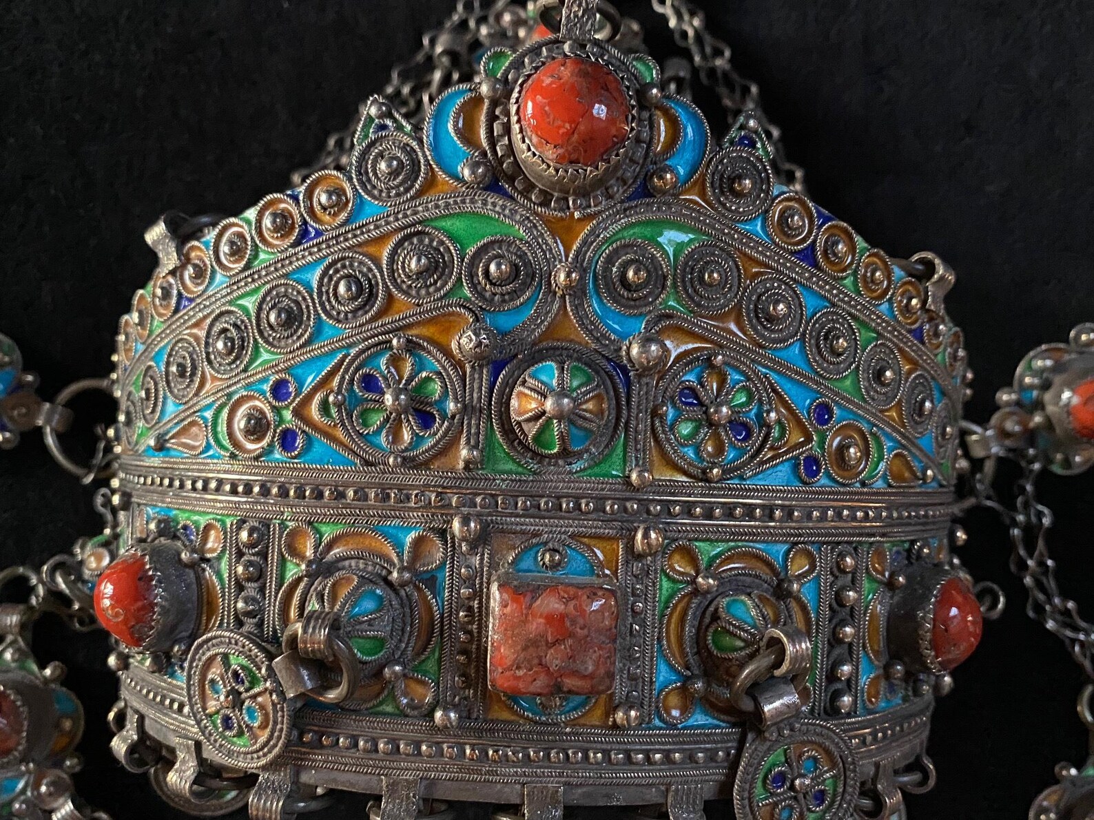 Important and Rare Silver Berber Headdress, Head Adornment, Taounza ...