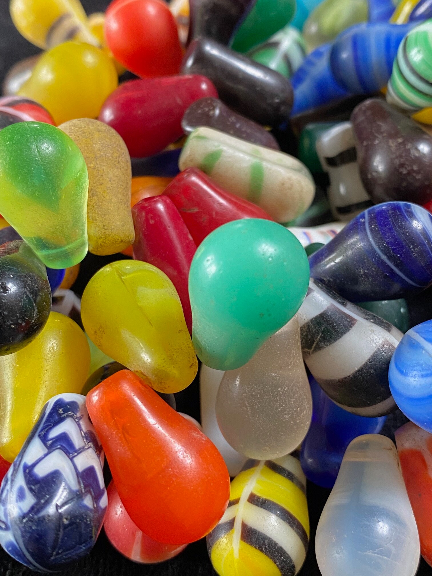 Large African Multicolored Trade Beads, Mali Wedding Beads, Old Glass ...
