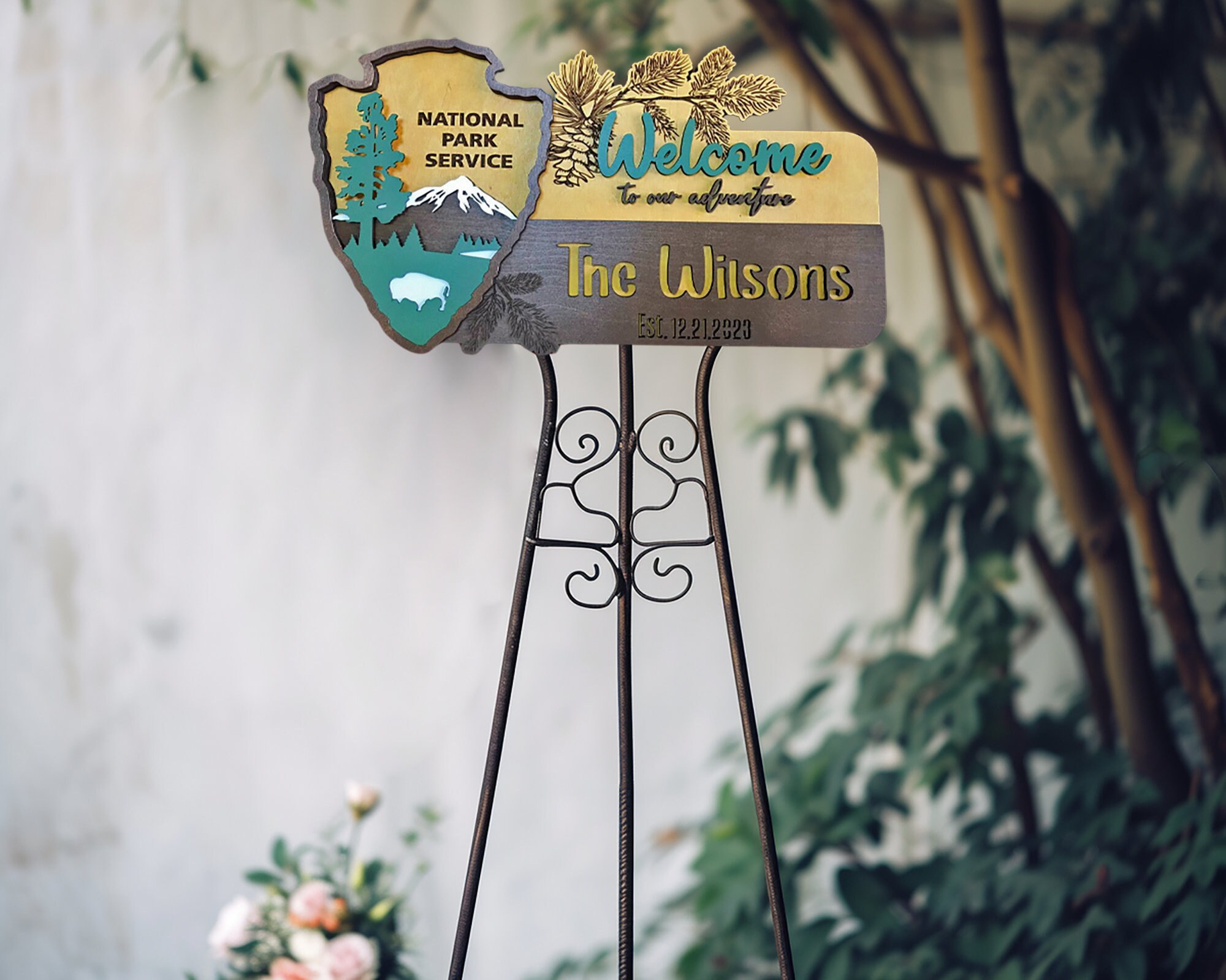 Adventure Wedding Sign National Park Hiker Gift, National Park Service ...