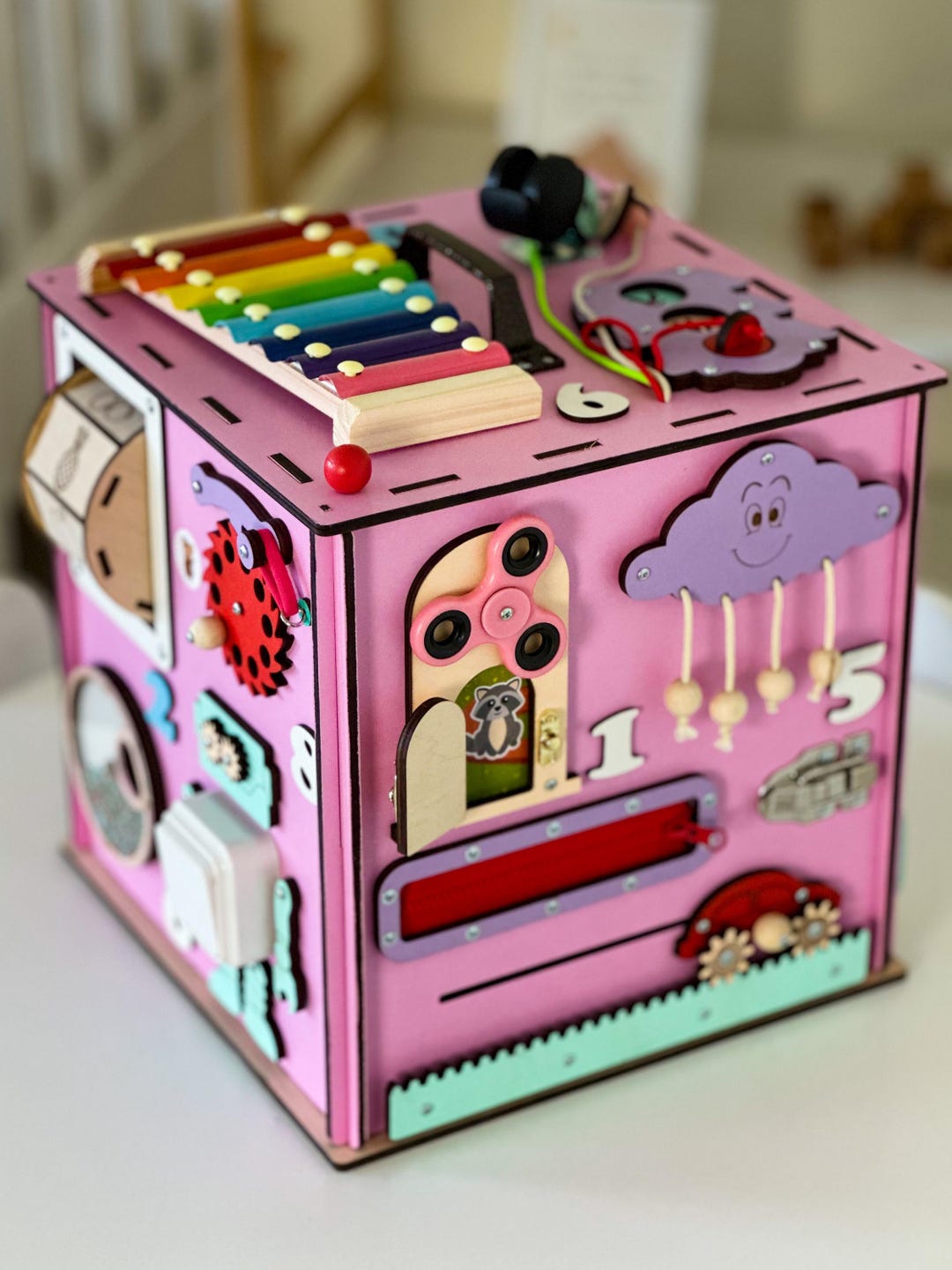 Montessori Wood Cube, Colorful Custom Busy Cube, Busy Cube Busy Board ...