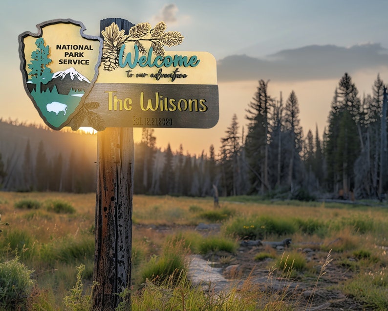 Adventure Wedding Sign National Park Hiker Gift, National Park Service ...