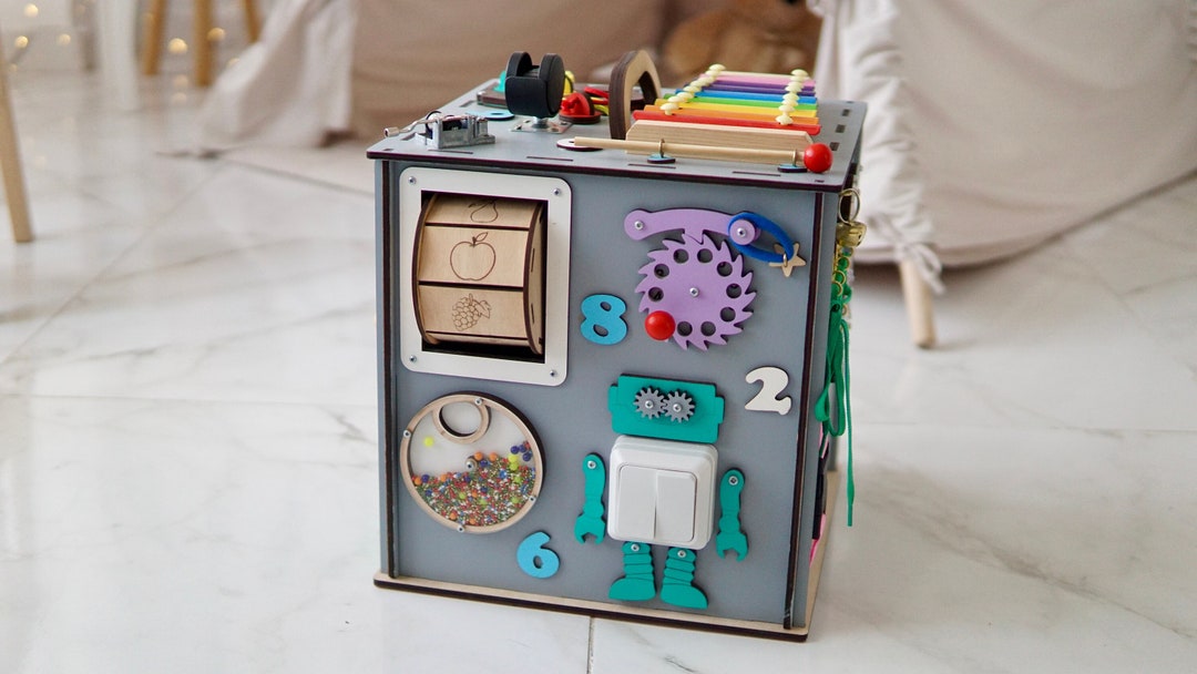 Busy Cube 1 Year Old, Busy Box for Toddler Hardware Wood, Busy Cube for ...