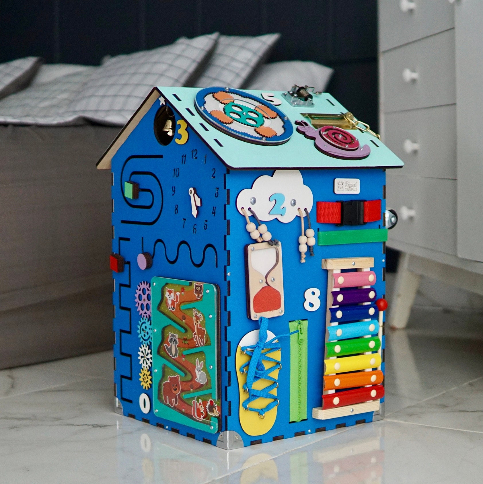 Wooden Busy House, Busy Board House, Busy House for Toddlers ...