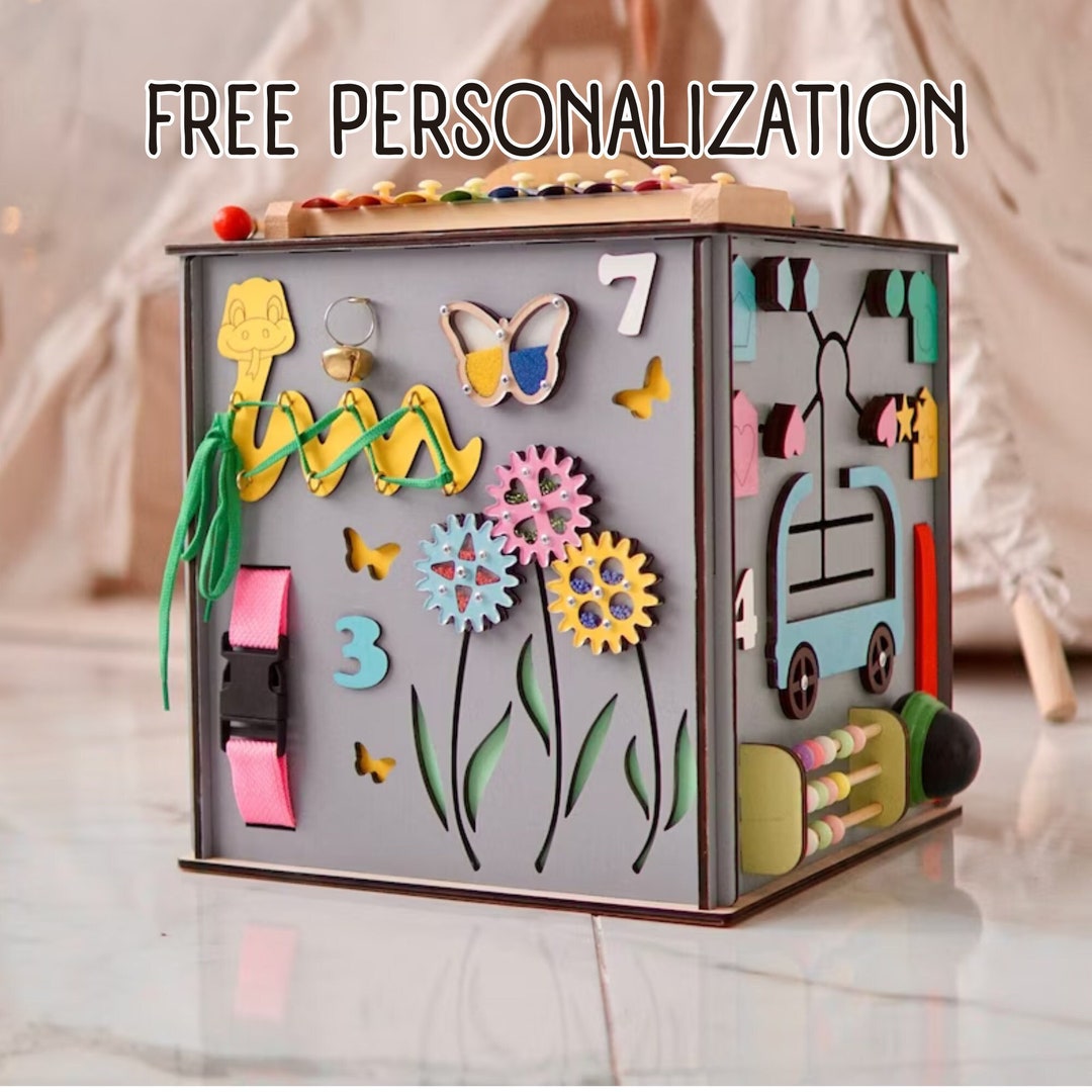 Personalized Baby Cube, Wooden Activity Cube, Motorikboard ...