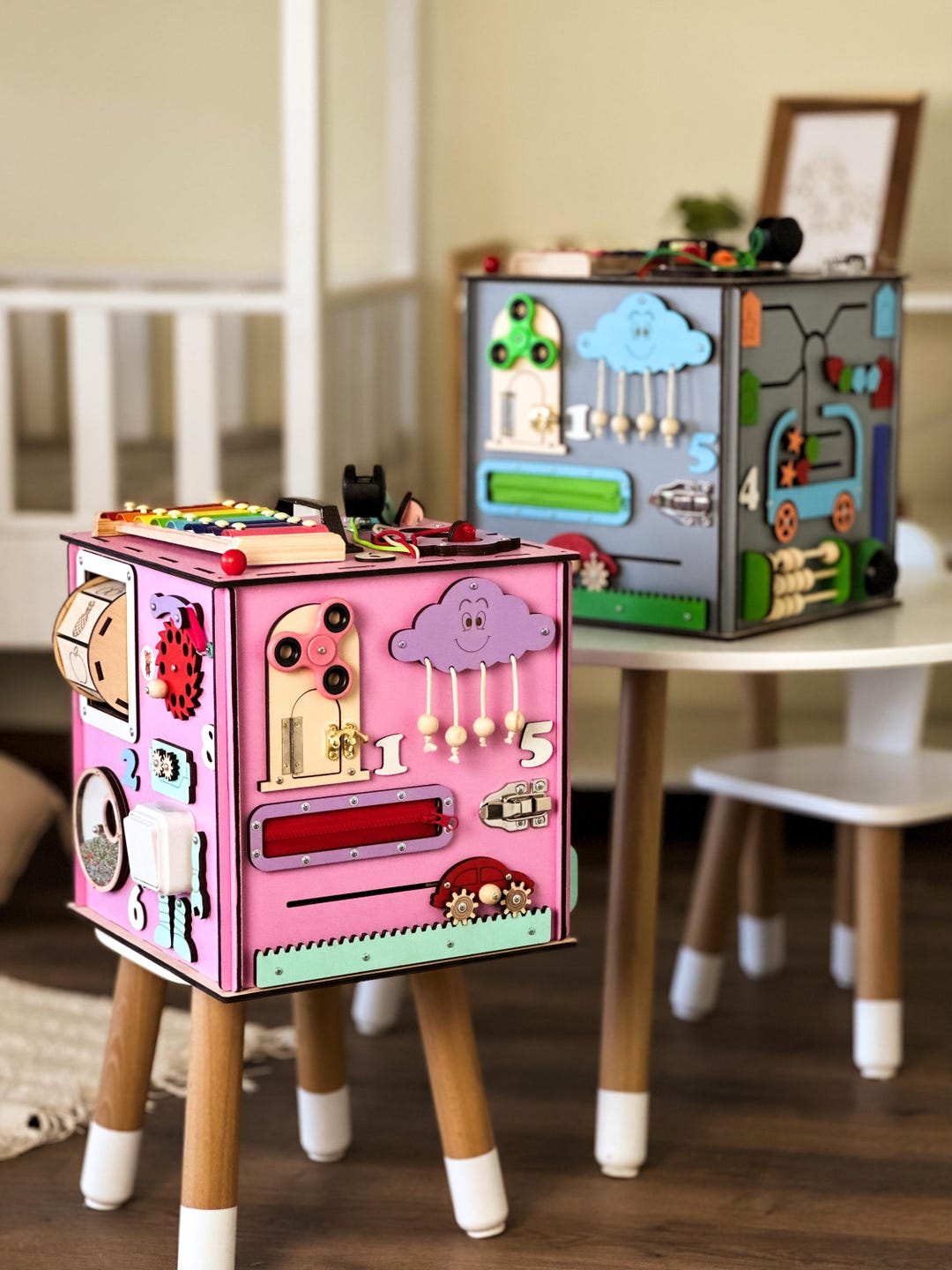 Wooden Play Busy Cube, Wood Activity Cube, Busy Cube Montessori ...