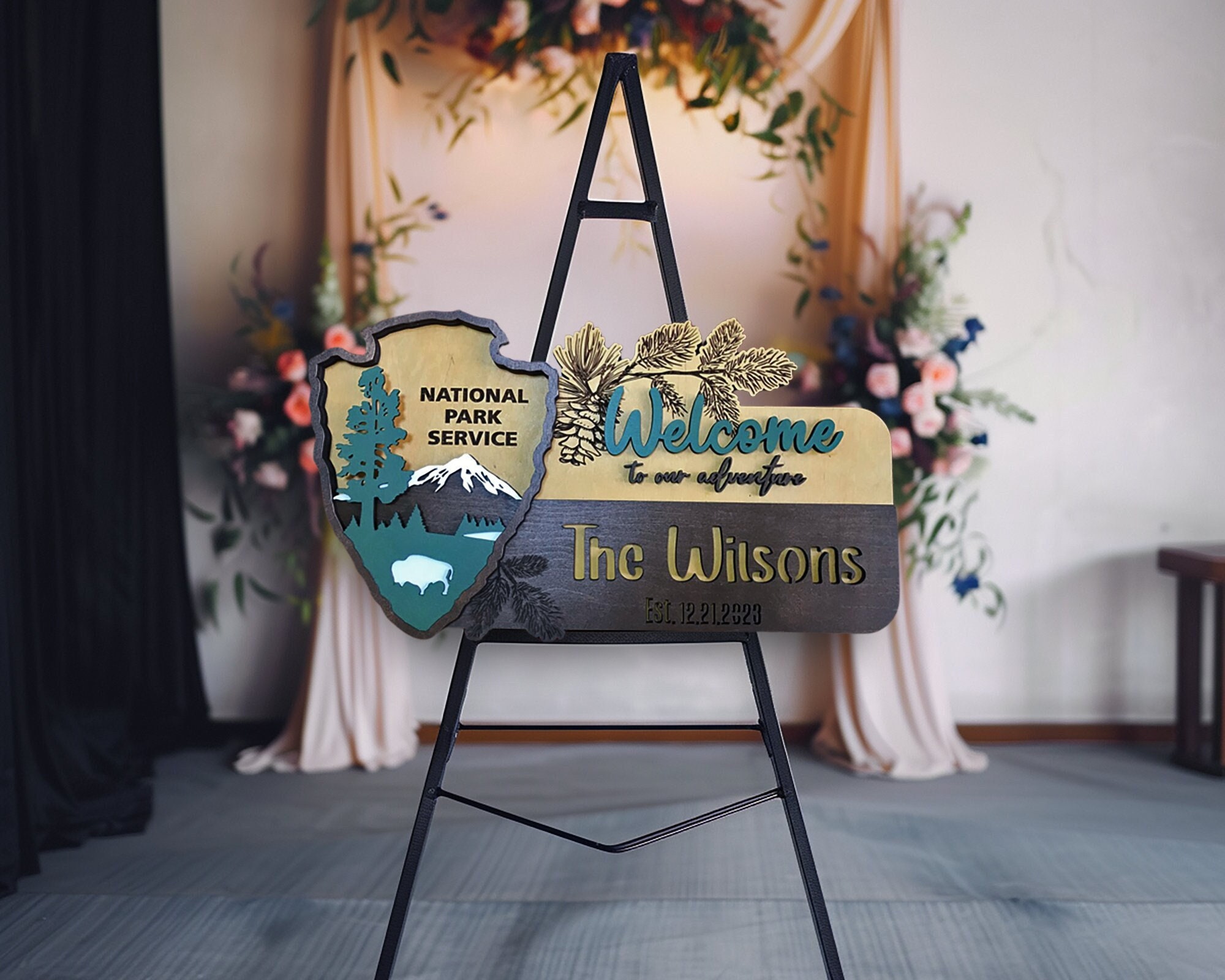 Adventure Wedding Sign National Park Hiker Gift, National Park Service ...