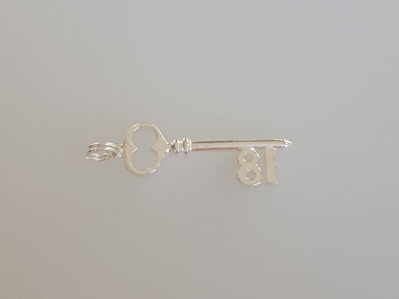 18th Birthday Key Vintage Style New Charm Pendant in Solid 925 | Etsy