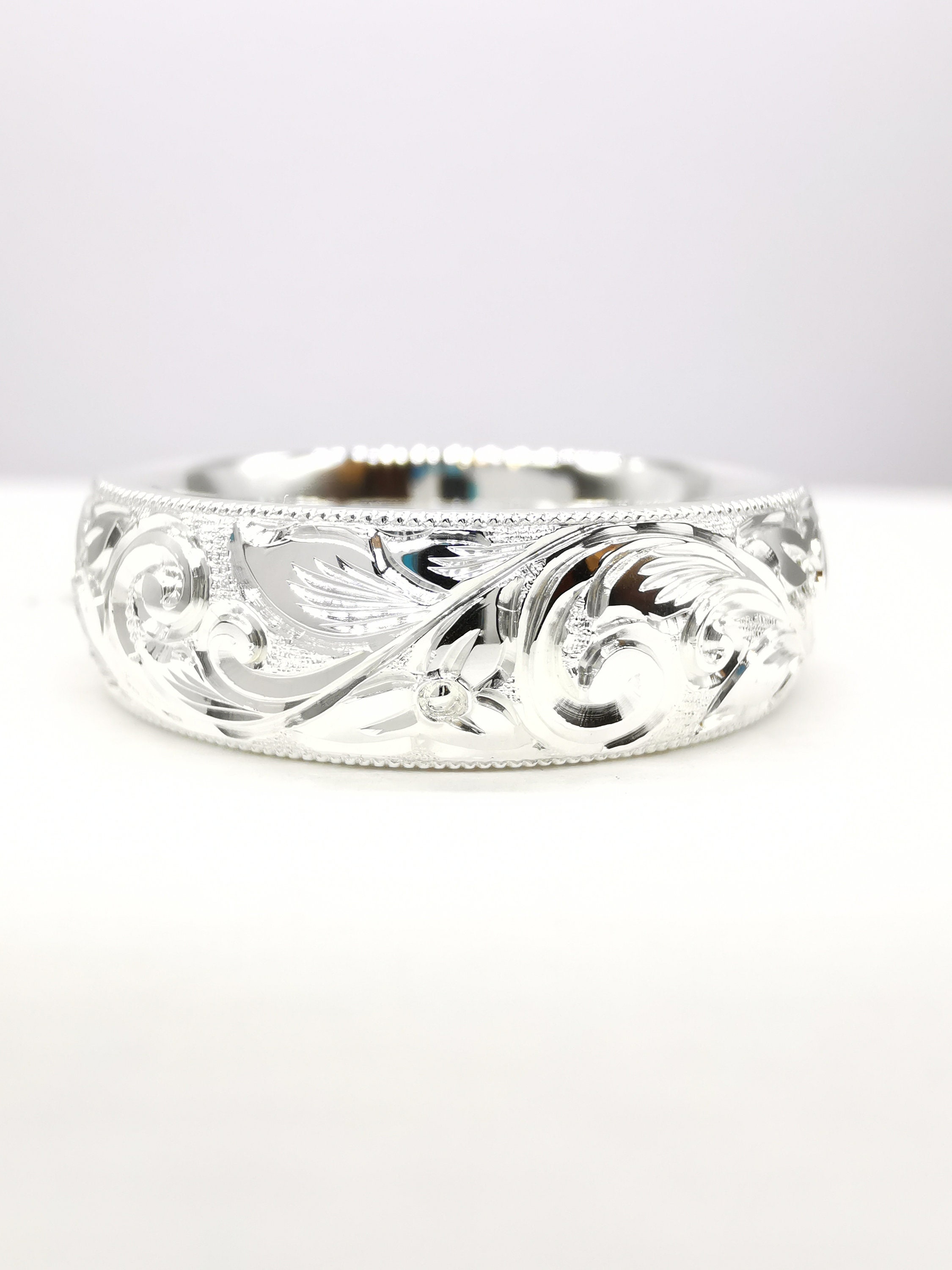 Arthur Old English Style Scroll Hand Engraved 6mm Ring - Etsy UK