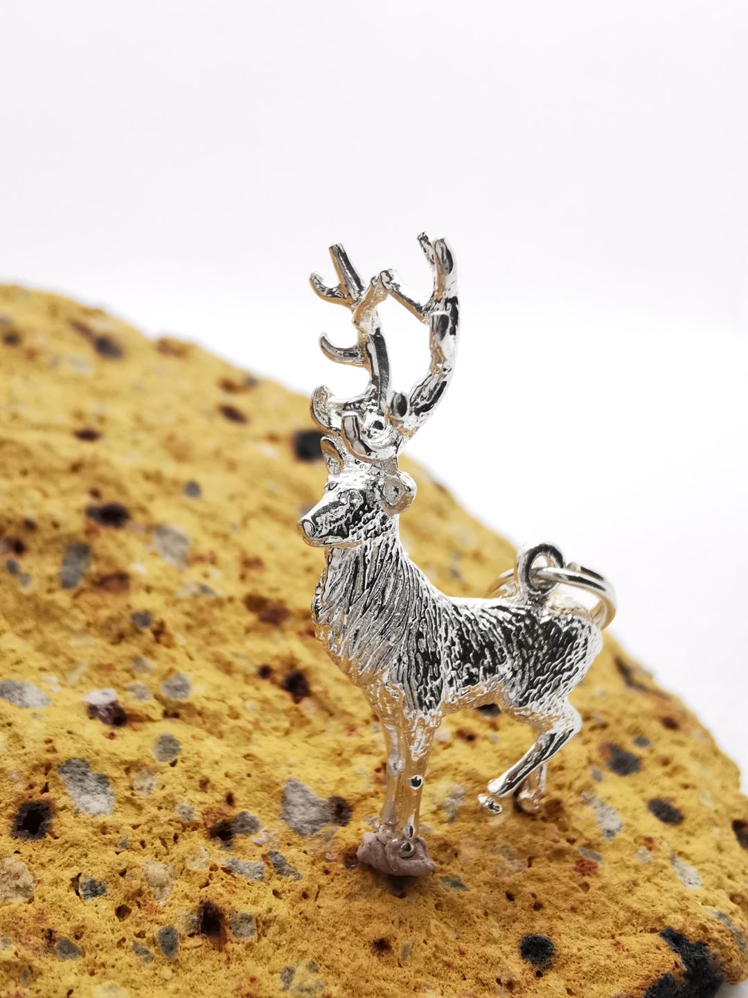 Silver Stag Charm Pendant in Solid 925 Sterling Silver Vintage Style ...
