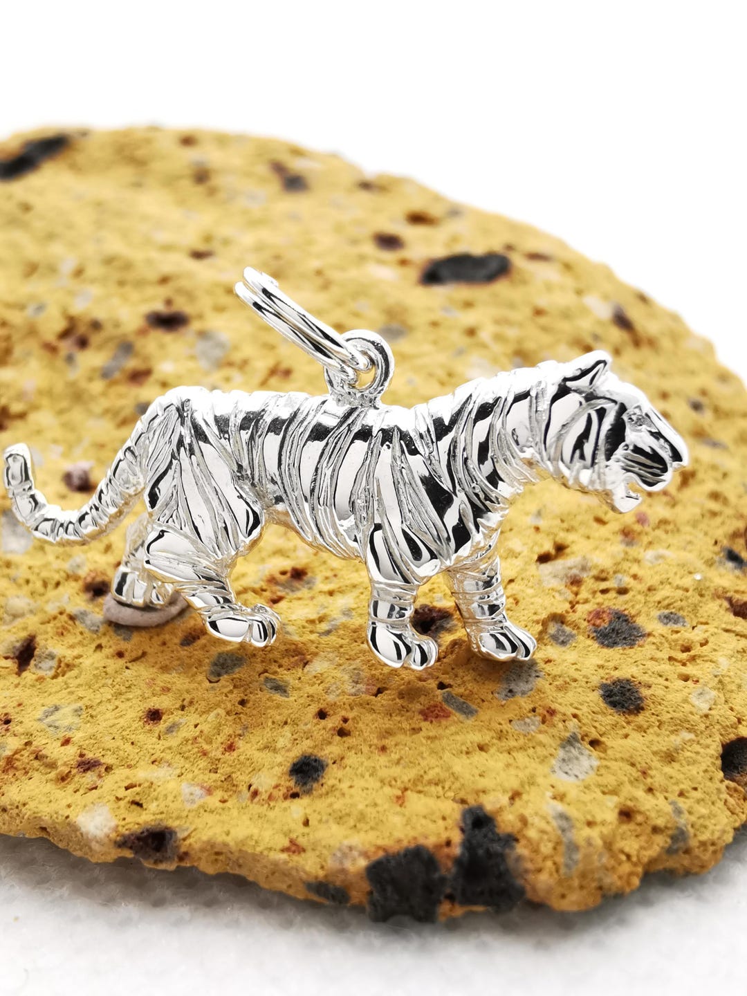 Tiger Charm Pendant in Solid 925 Sterling Silver Vintage Style New - Etsy