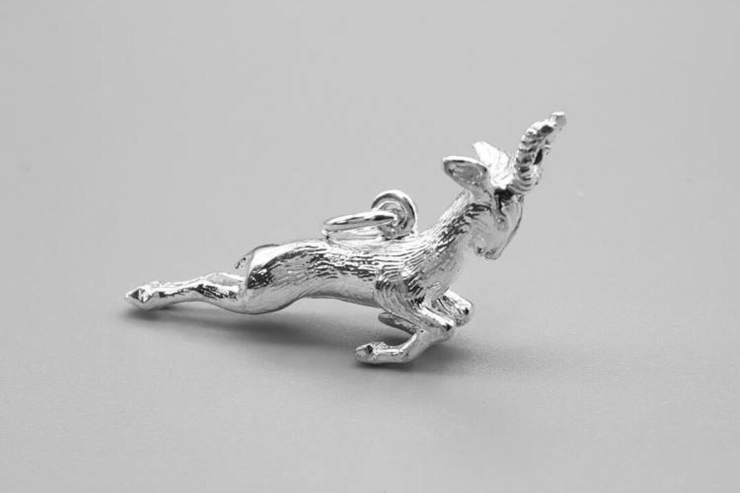 Leaping Springbok Charm Pendant in Solid 925 Sterling Silver Vintage ...