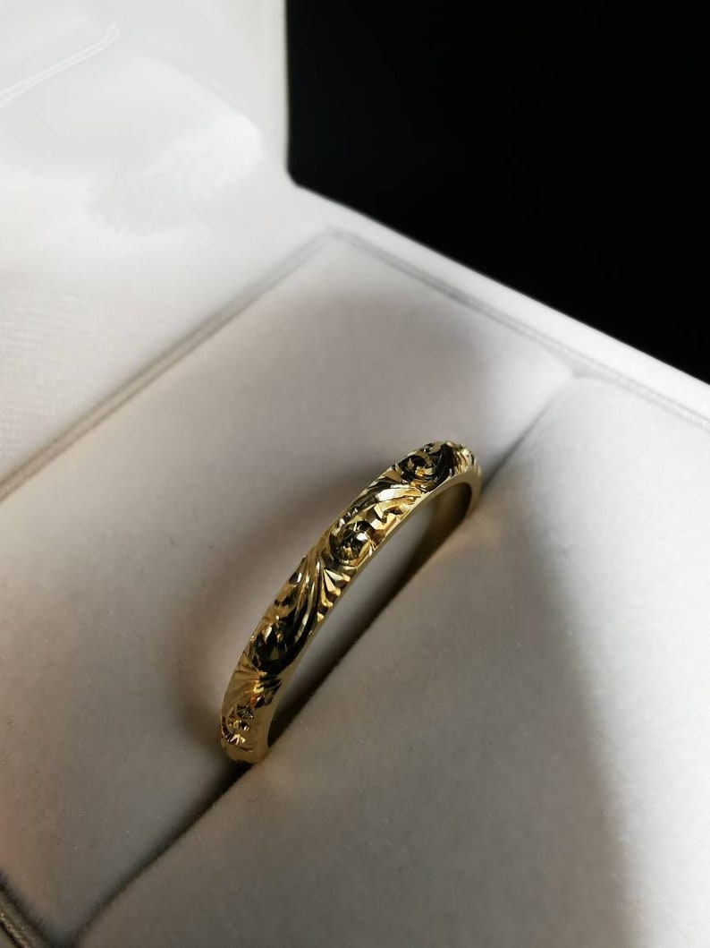 Cora Traditional scroll Hand Engraved 2mm Ring available in | Etsy