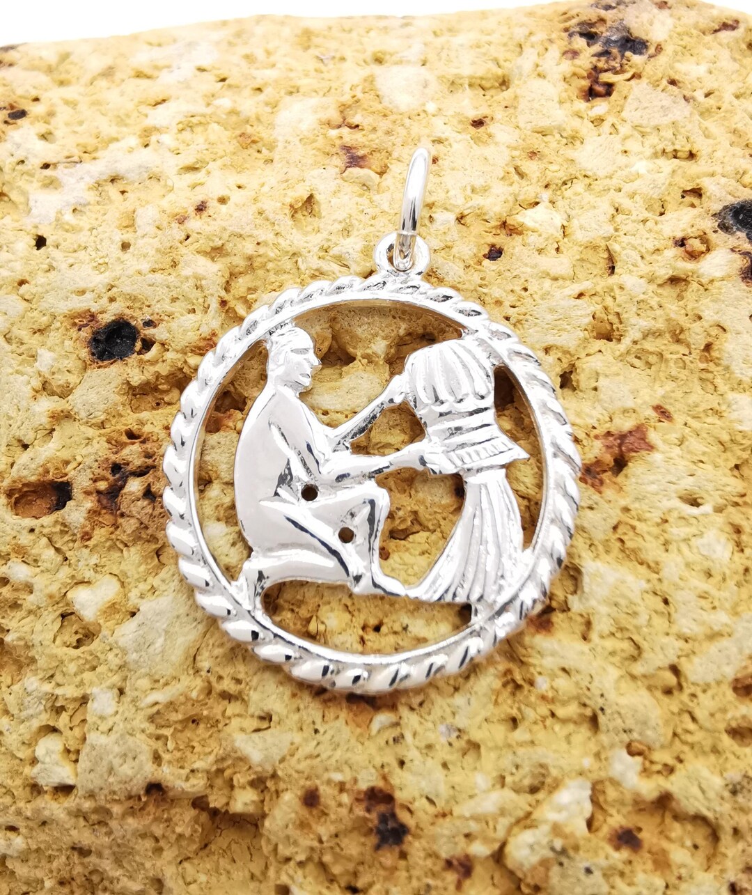Aquarius Zodiac Sterling Silver Pendant: Detailed Reversible Symbol - Etsy