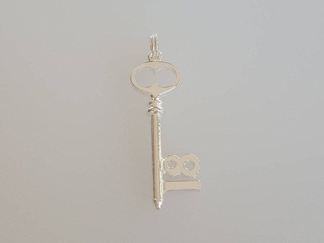 18th Birthday Key Vintage Style New Charm Pendant in Solid 925 Sterling ...